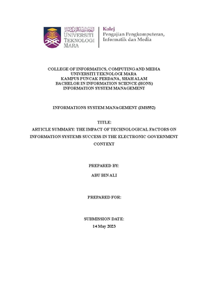 IMS552 Project Guidelines - FACULTY OF INFORMATION MANAGEMENT UNIVERSITI TEKNOLOGI MARA GROUP ...