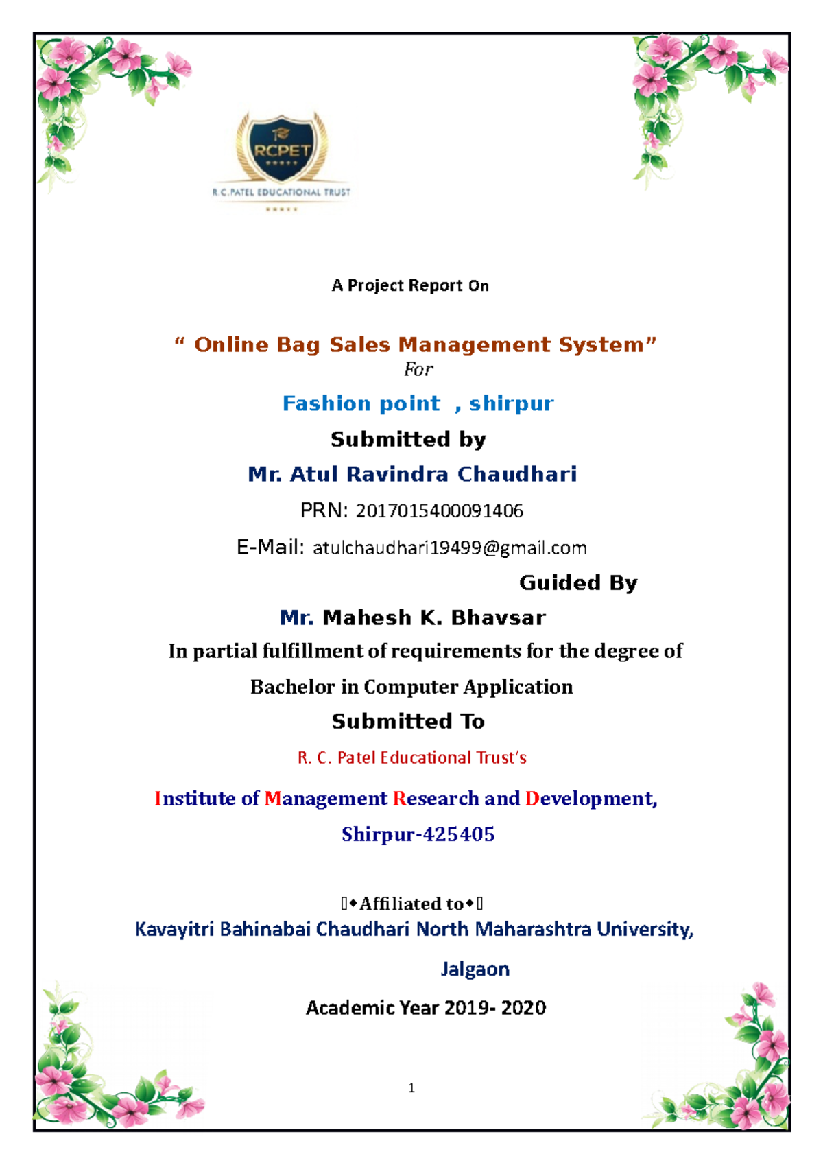 Bag Shopping - A Project Report On “ Online Bag Sales Management System ...