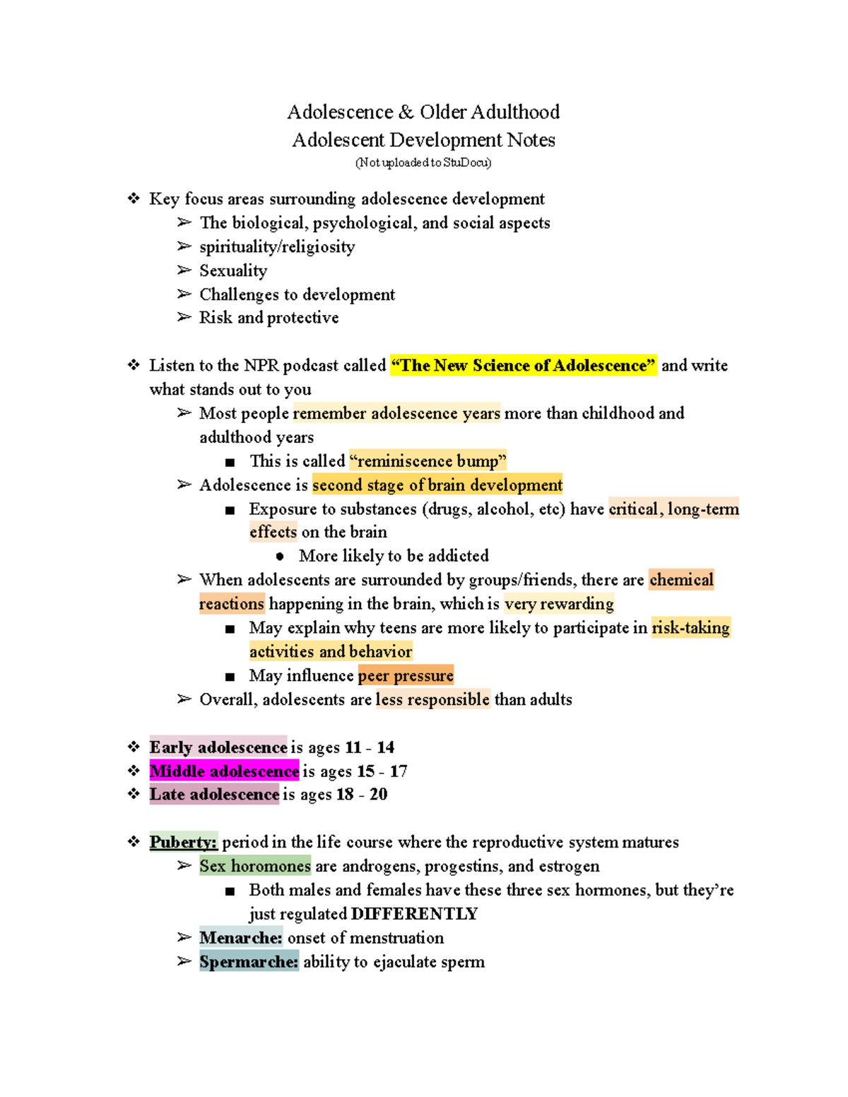 Older Adulthood: Adolescent Development Notes - Adolescence & Older ...