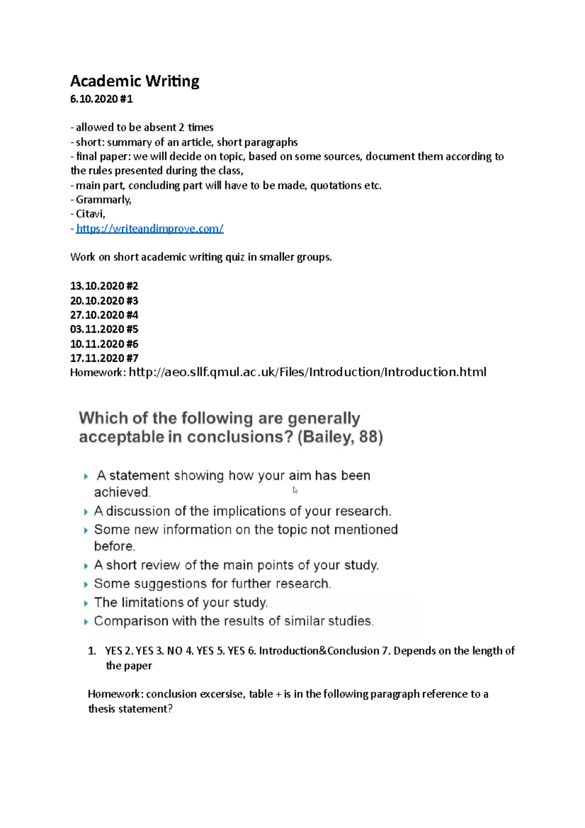 Academic Writing - notes - Academic Writing 6.10 allowed to be absent 2 ...