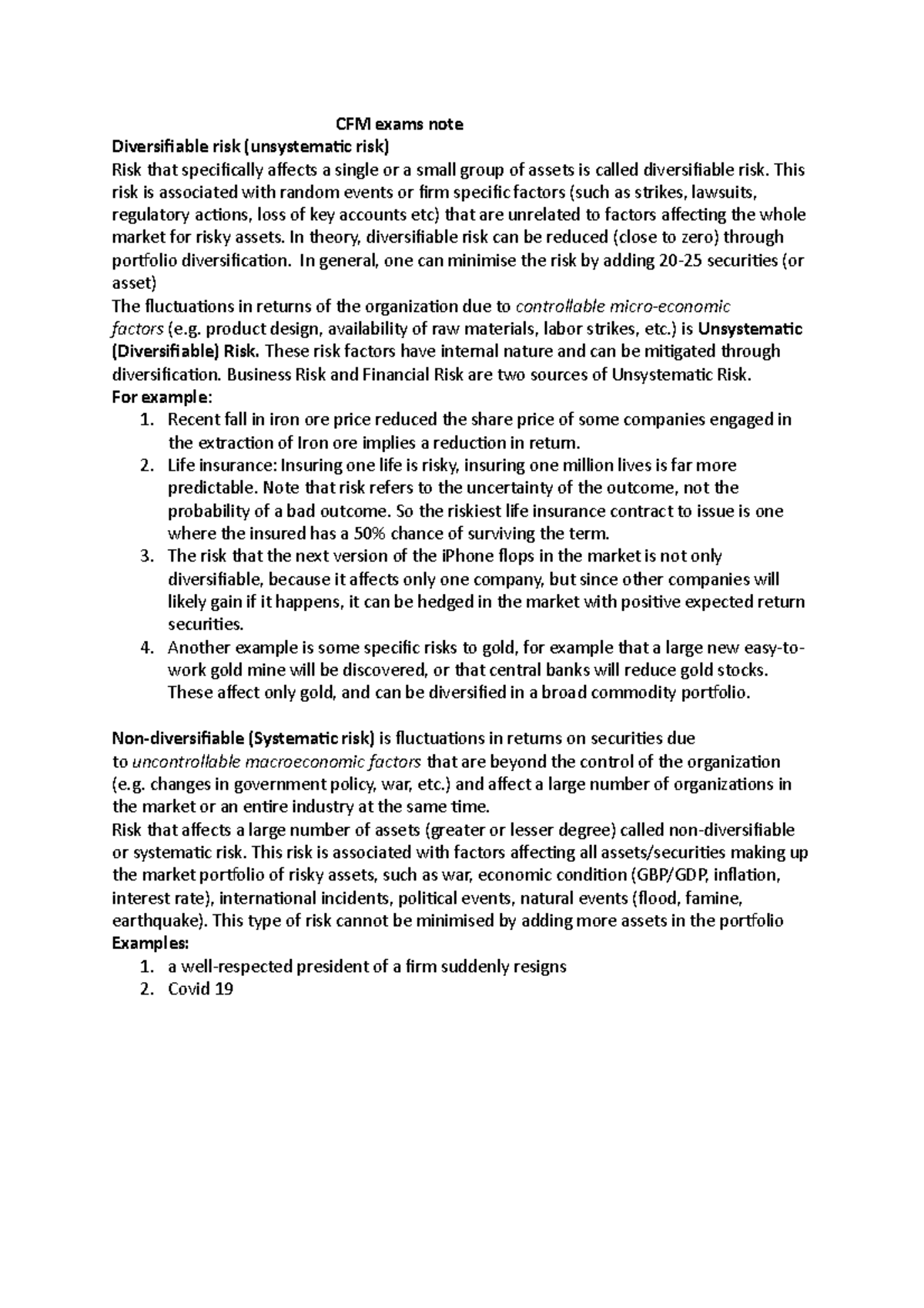 CFM exams note - with diagram and examples - CFM exams note ...