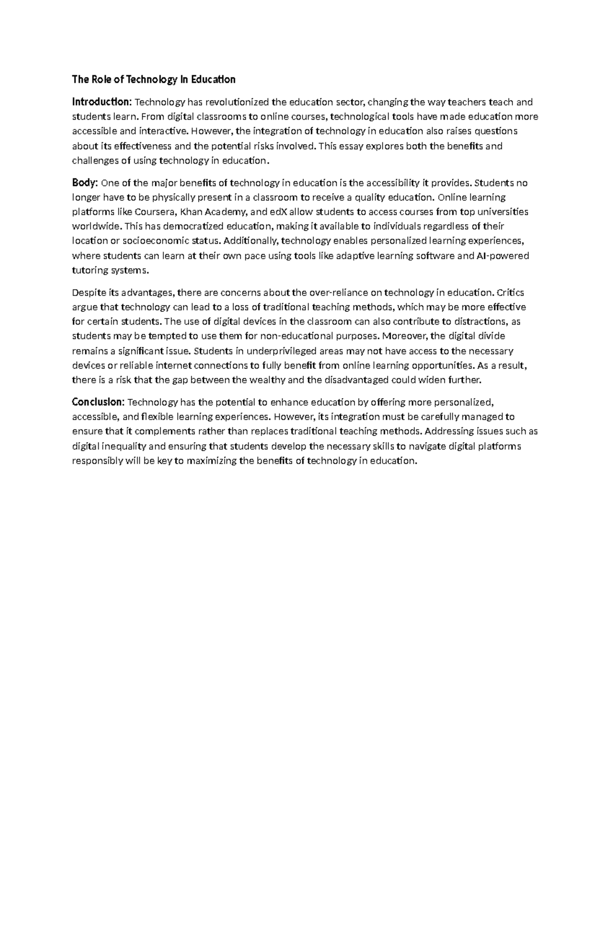 The Role of Technology in Education - The Role of Technology in ...