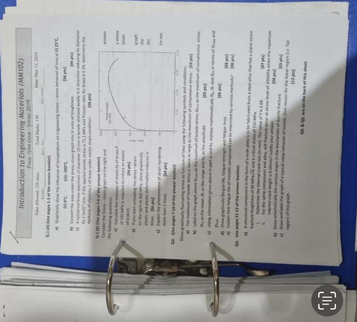 MM 102 Past Paper - introduction to material science and enineering ...