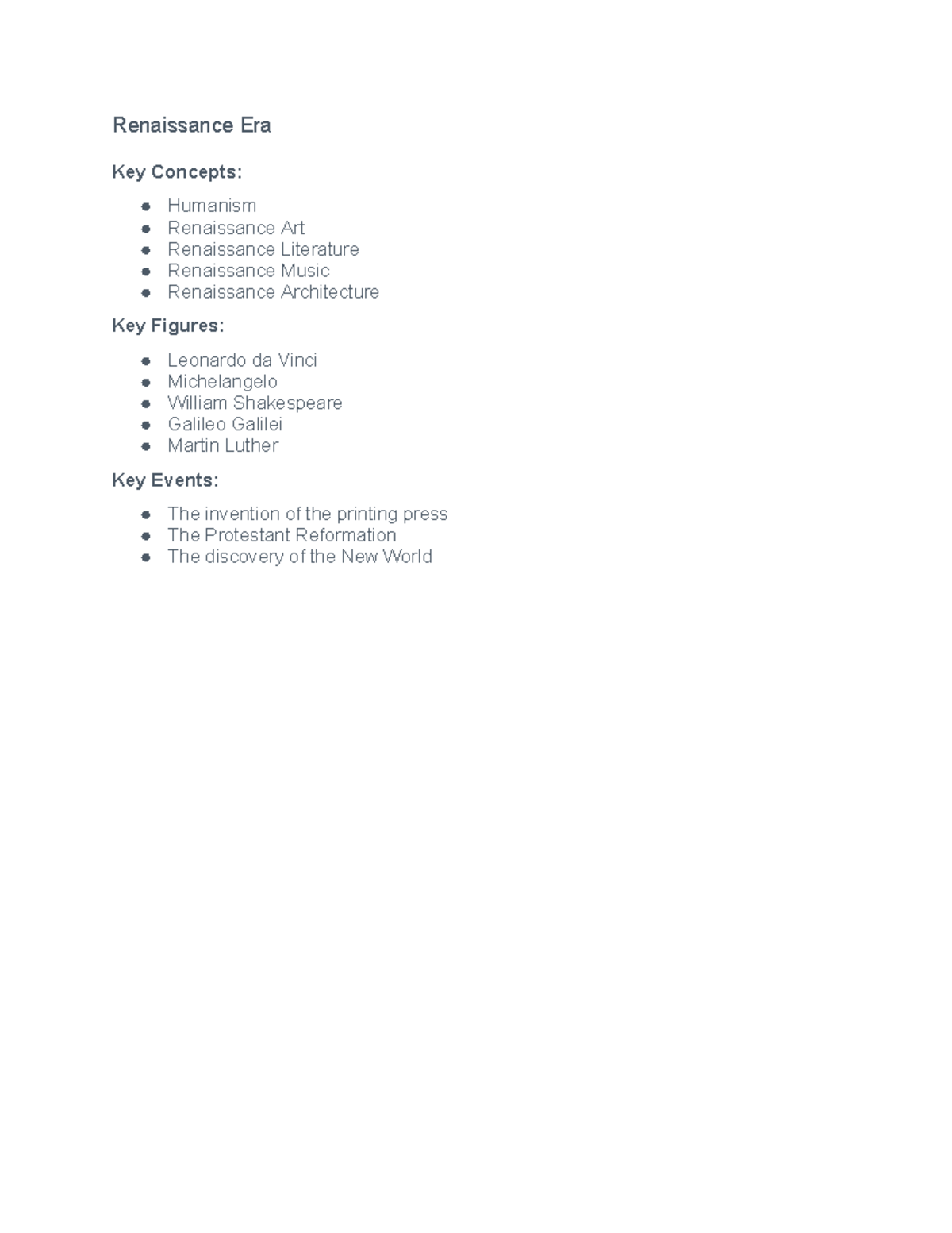 Renaissance Era - HUM 2020 - Renaissance Era Key Concepts: Humanism ...