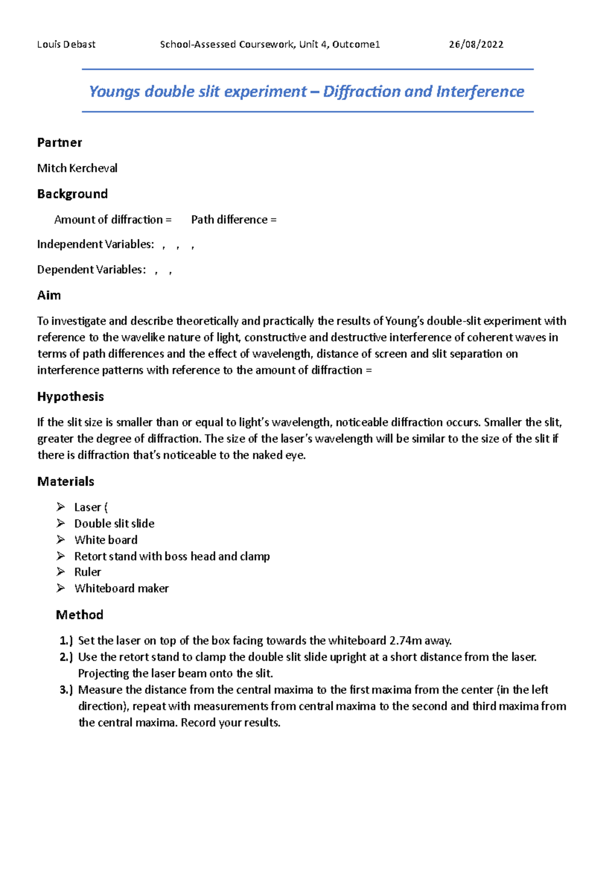 Youngs double slit experiment - Smaller the slit, greater the degree of ...