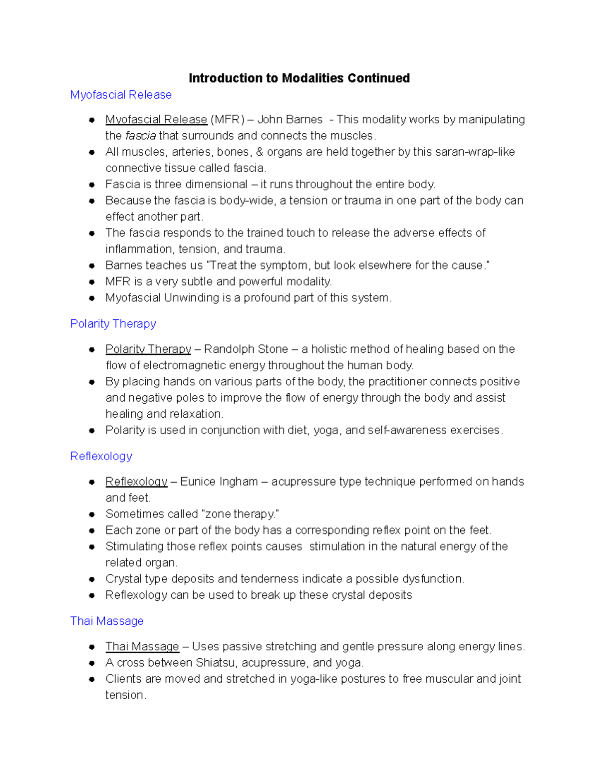 Intro to Massage Lecture 10 - Introduction to Modalities Continued ...