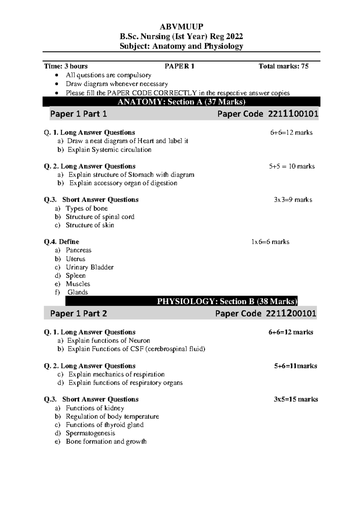 Anatomy Physiolgoy - Best notes - ABVMUUP B. Nursing (Ist Year) Reg ...