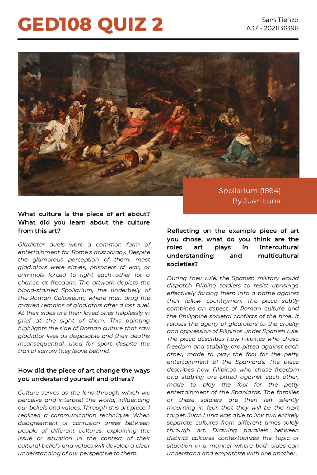 GED108 Q2 - Spolarium - Spoliarium (1884) By Juan Luna How did the ...