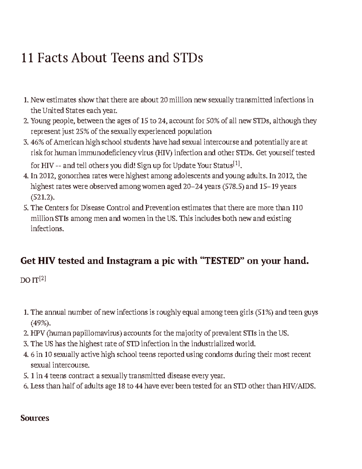 1-11 Facts About Teens and STDs Do Something - 11 Facts About Teens and ...
