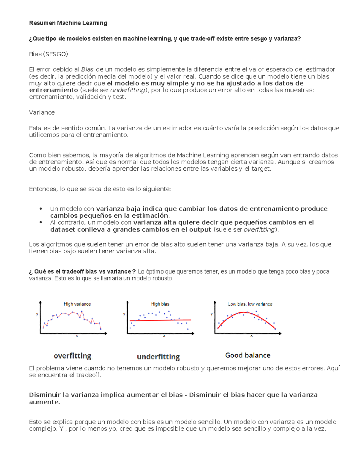Resumen Machine Learning - Resumen Machine Learning ¿Que tipo de modelos existen en machine ...