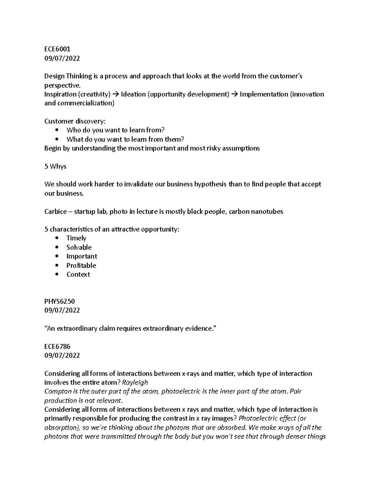 FA2022 Week3Notes 0907 0909 - ECE 09/07/ Design Thinking is a process ...