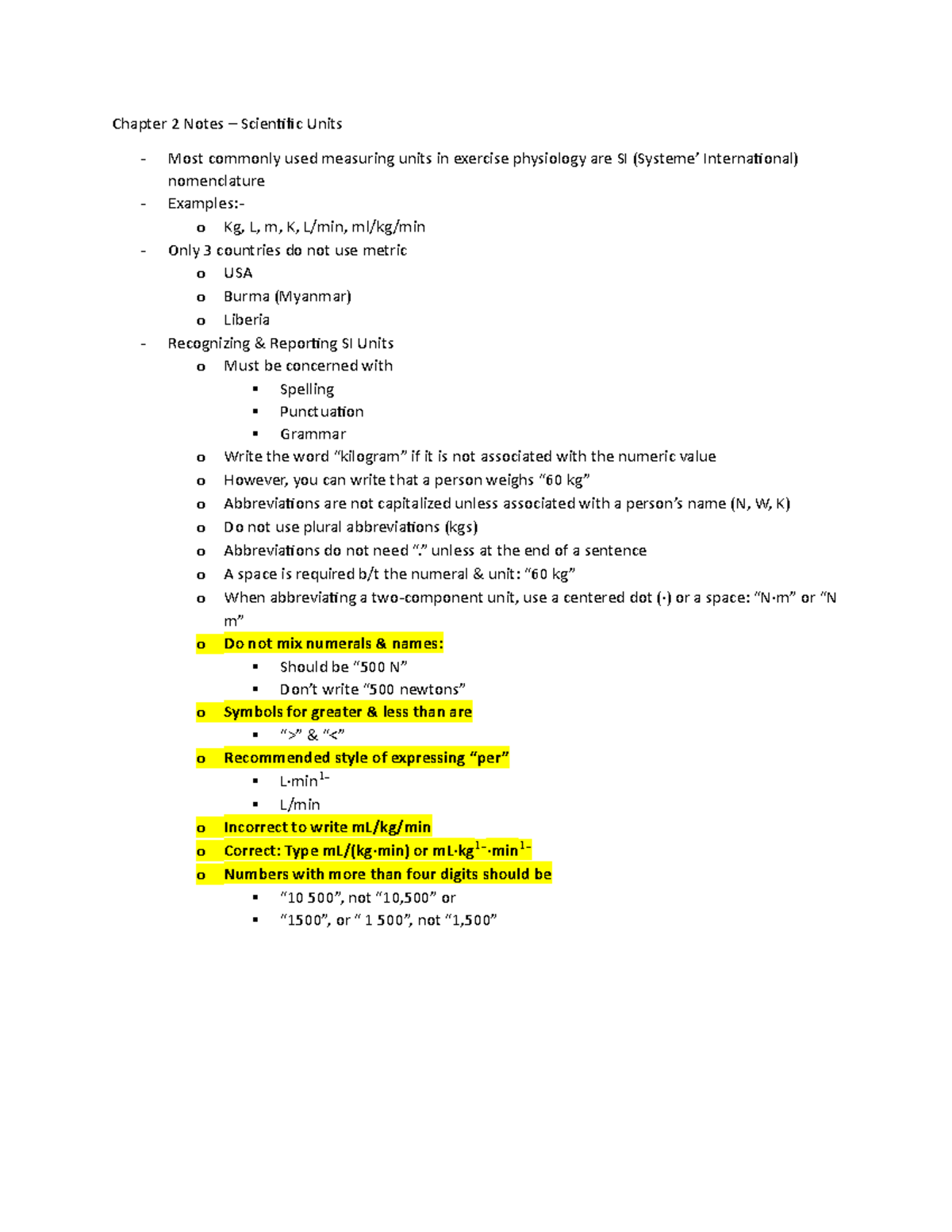 Chapter 2 Notes - Chapter 2 Notes – Scientific Units Most commonly used ...