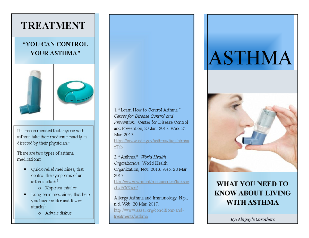 What you need to know about Asthma - TREATMENT “YOU CAN CONTROL YOUR ...