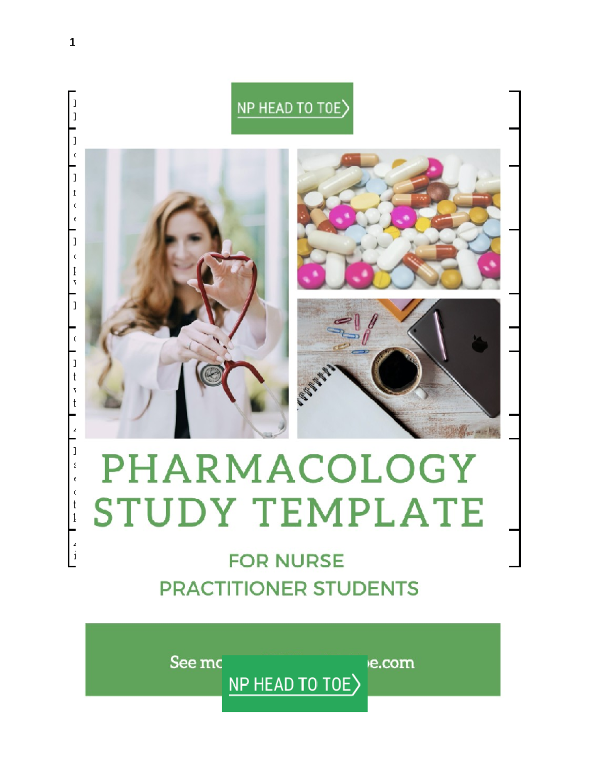 NP Head To Toe Pharmacology Study Template - 1 Drug Class and Drug ...