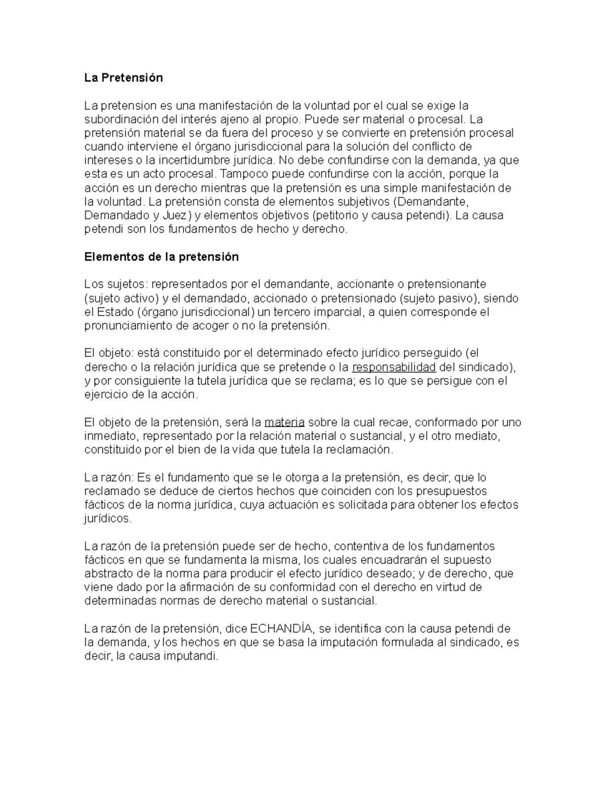 50664355 Elementos de la pretension - La Pretensión La pretension es ...