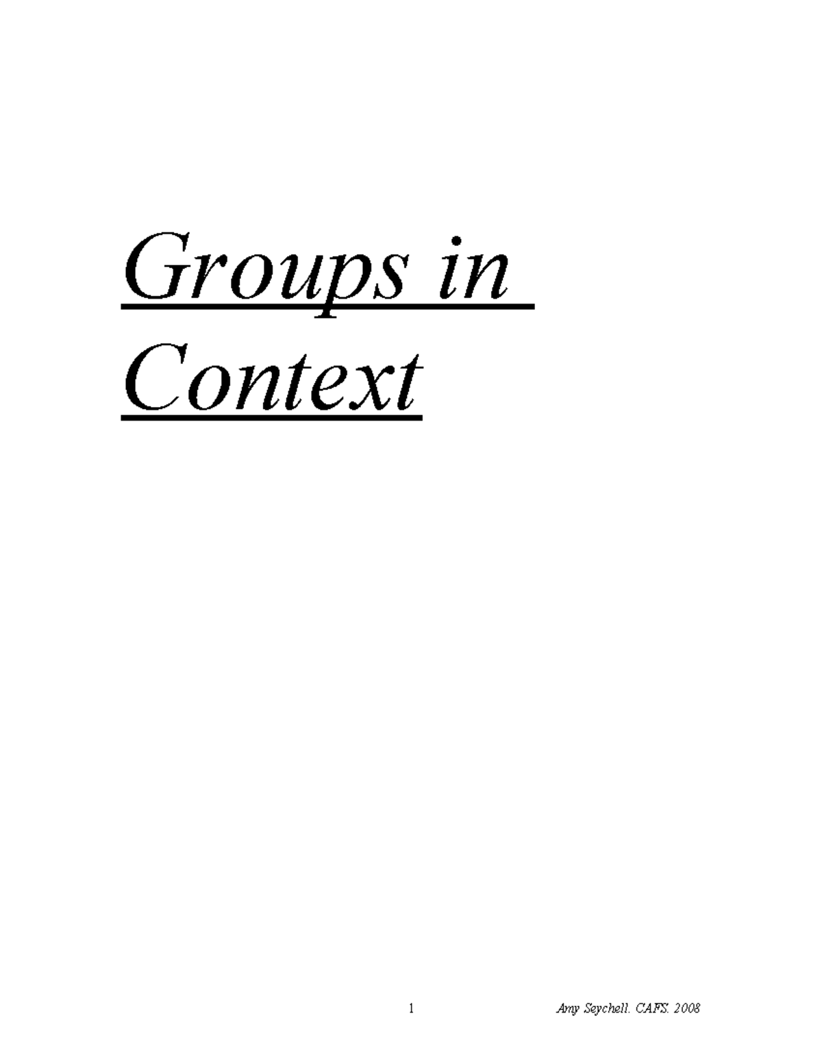CAFS Notes - Groups in Context - Groups in Context Identifying Groups ...