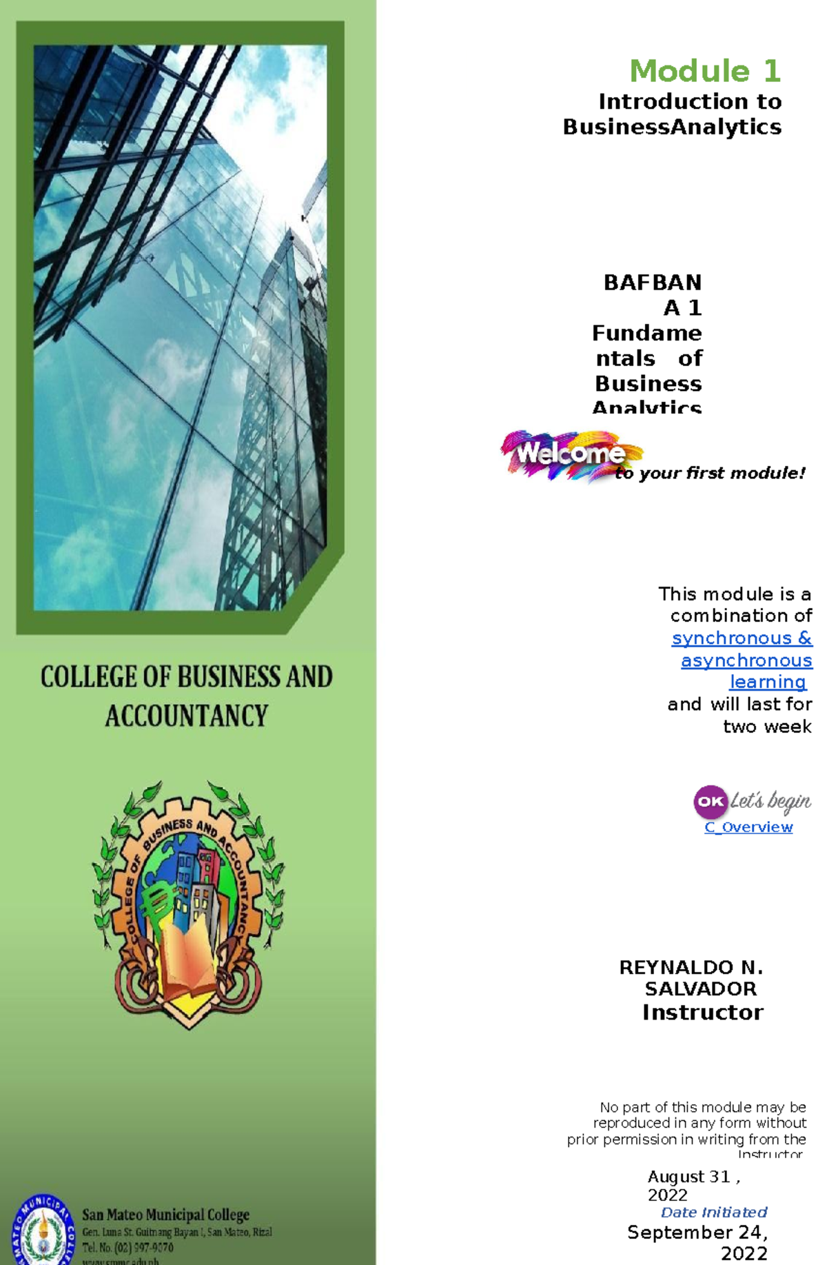 B Afbana 1 MOD 1 FS 22 23 - Module 1 Introduction to BusinessAnalytics ...