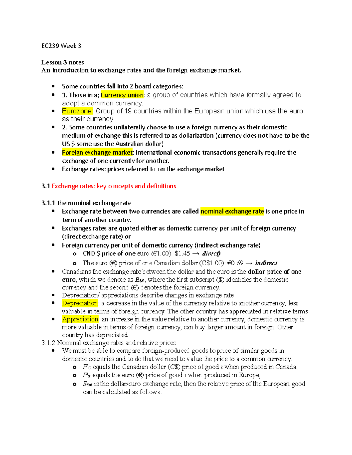 EC249 Week 3 - Notes for 249 - EC239 Week 3 Lesson 3 notes An ...