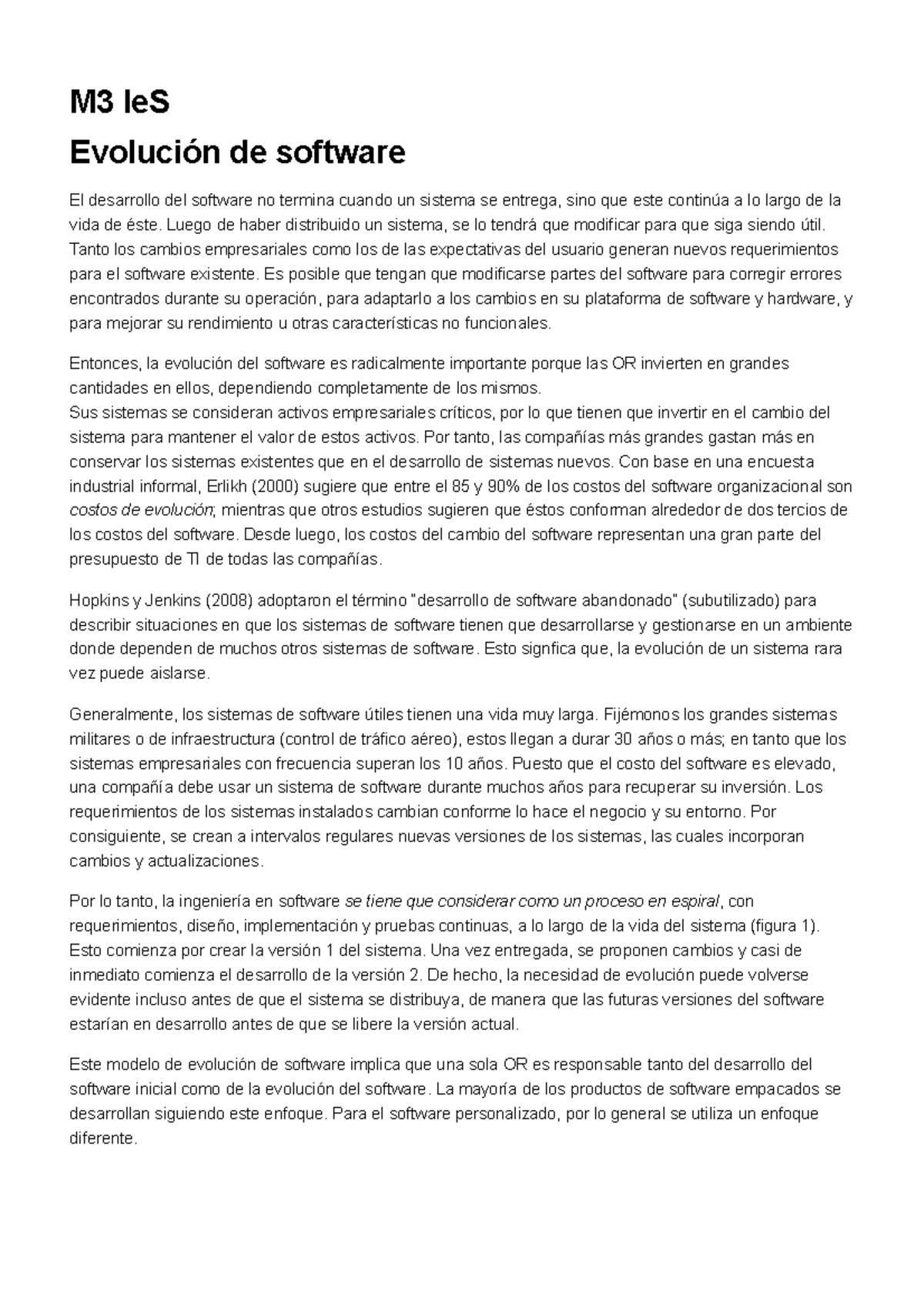 M3 Ie S - Resumen modulo 3 - M3 IeS Evolución de software El desarrollo ...