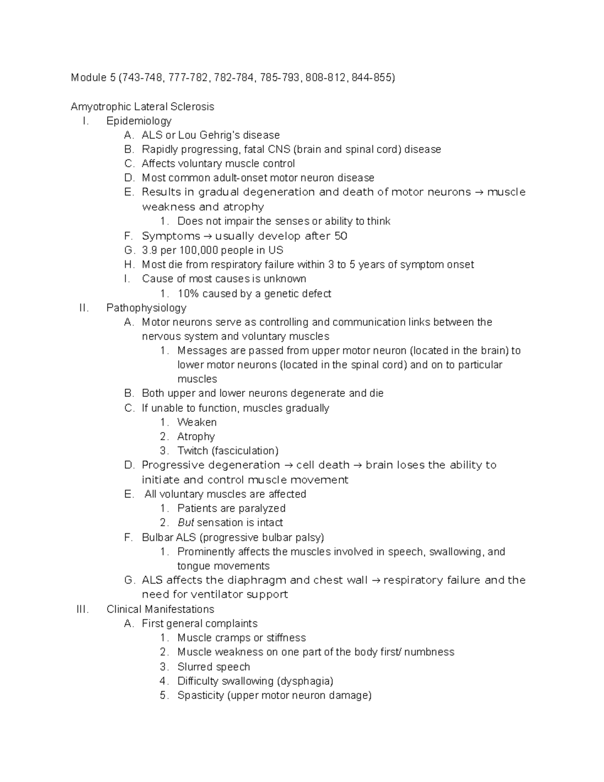 Adult Chronic ALS - These are notes on ALS from the Medical Surgical ...
