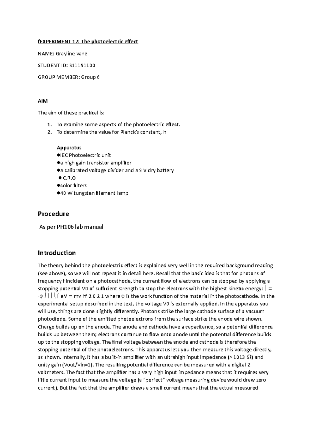 Experiment 12 - is the physic course - fEXPERIMENT 12: The ...