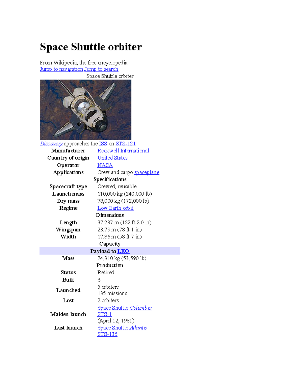 The Space Shuttle orbiter is the spaceplane component of the Space ...