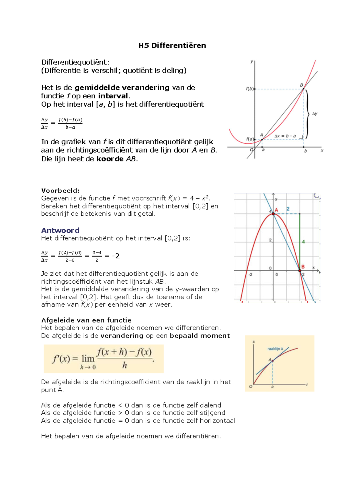 H5-Differentieren - Samenvatting - H5 Differentiëren ...