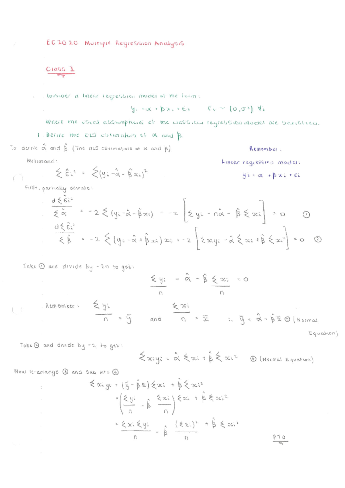 Ec2020 Multiple Regression Analysis Tutorials - EC2020 - Studocu