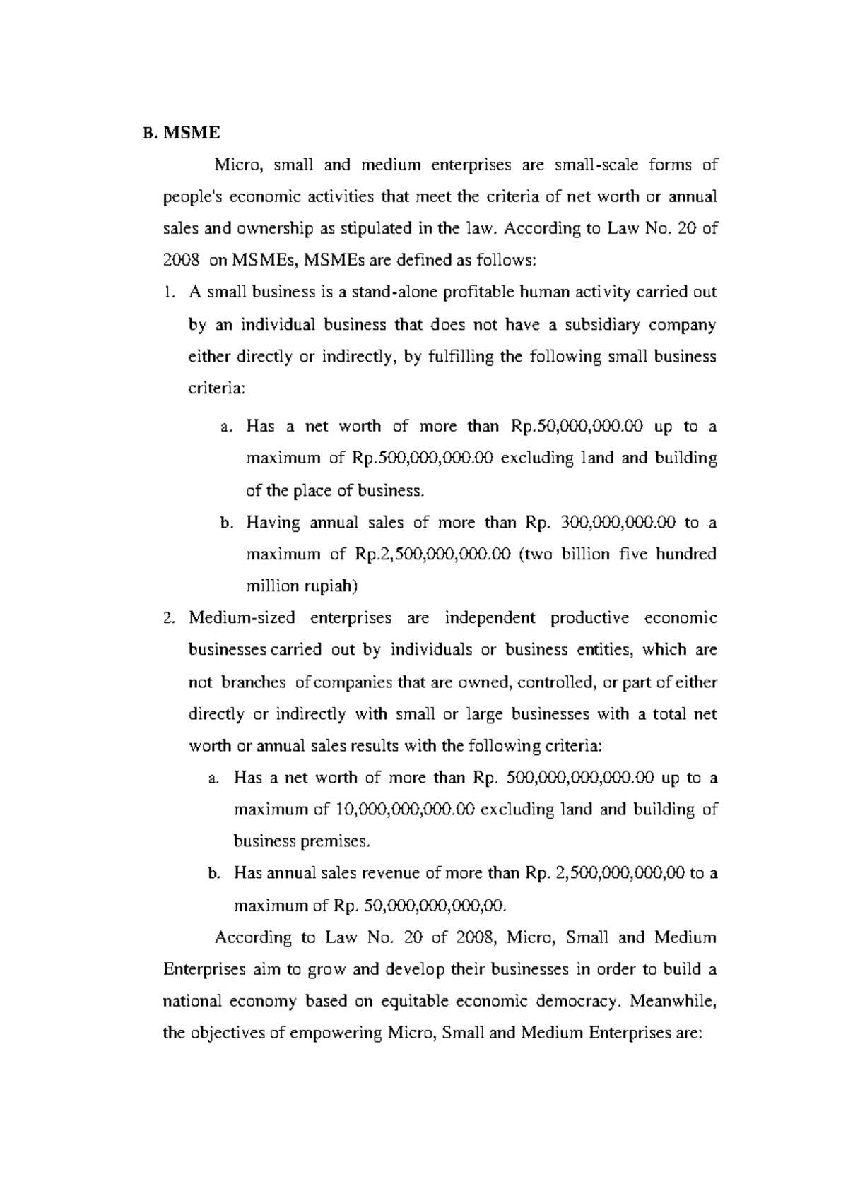 Marketing-5 - Classmate - B. MSME Micro, small and medium enterprises ...