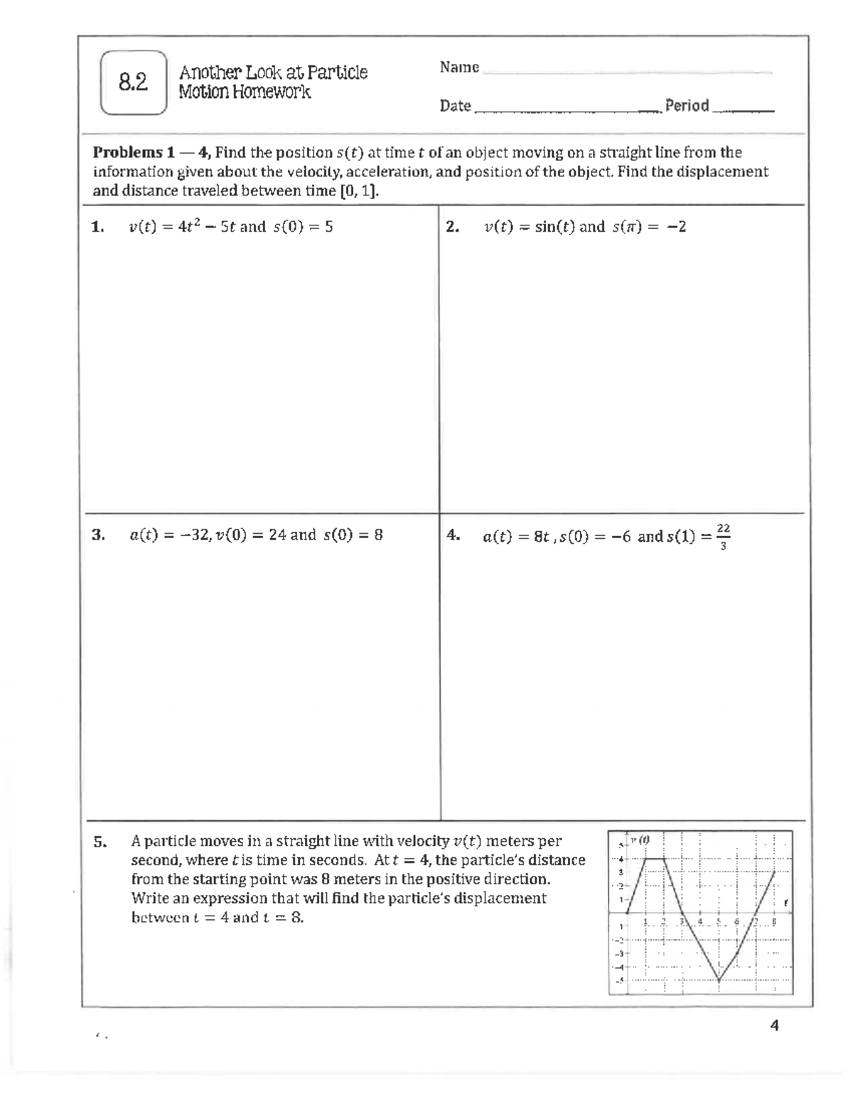 075 Particle Motion WS - MATH 1B - Studocu