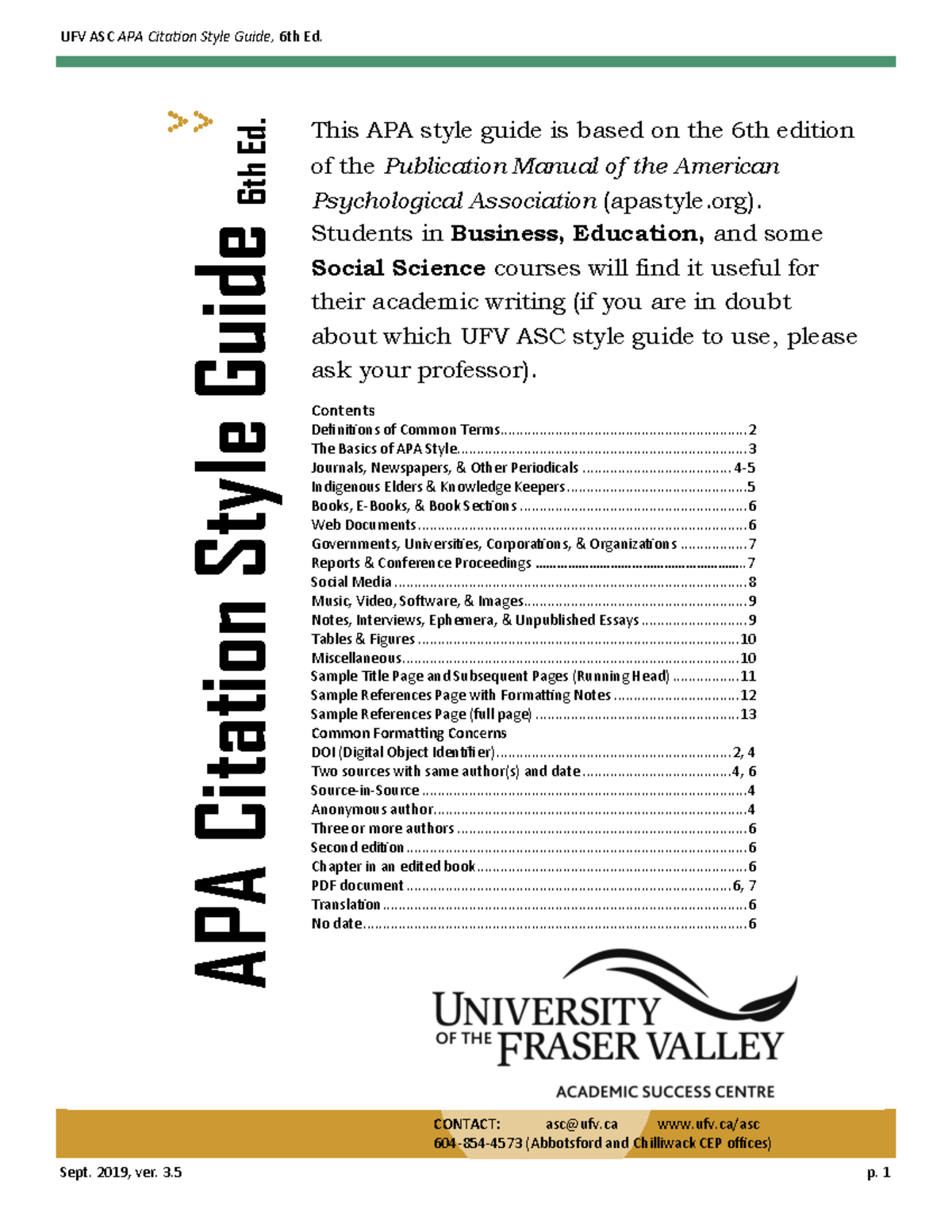 CMNS 251 APA Guide - This APA style guide is based on the 6th edition ...