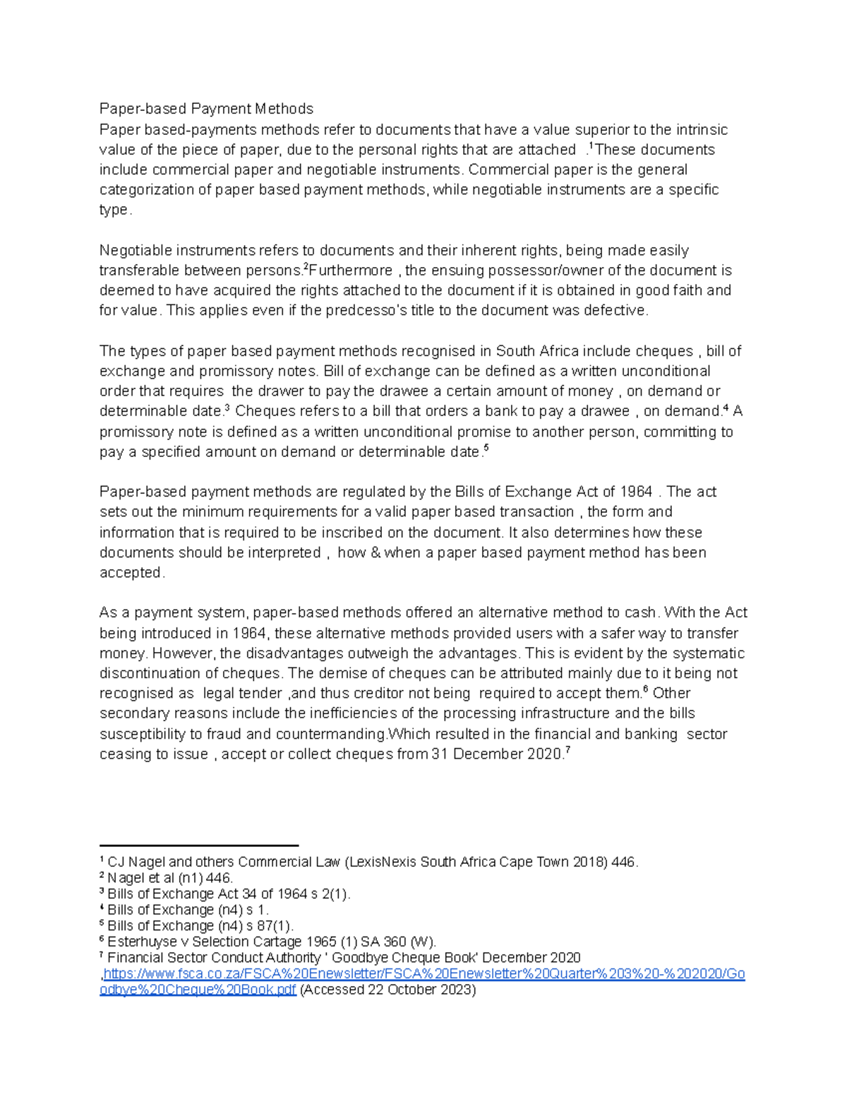 VHD Assignment - Paper-based Payment Methods Paper based-payments ...