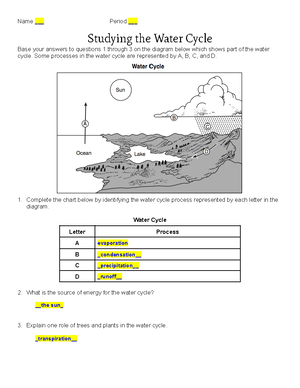 Groundwater activity worksheet - Groundwater Activity Worksheet ...