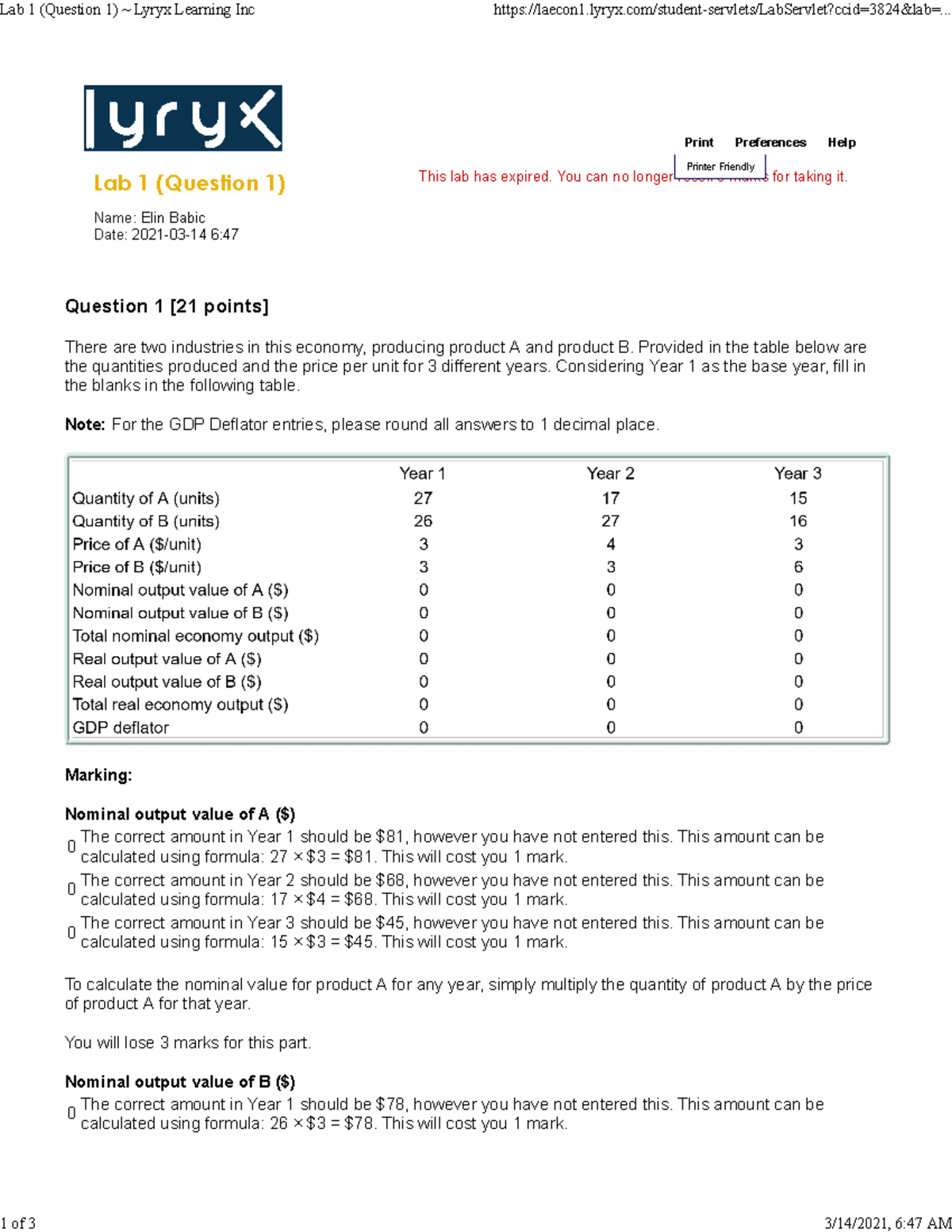 Lab 1 (Question 1) Lyryx - Print Preferences Help Lab 1 (Question 1 ...