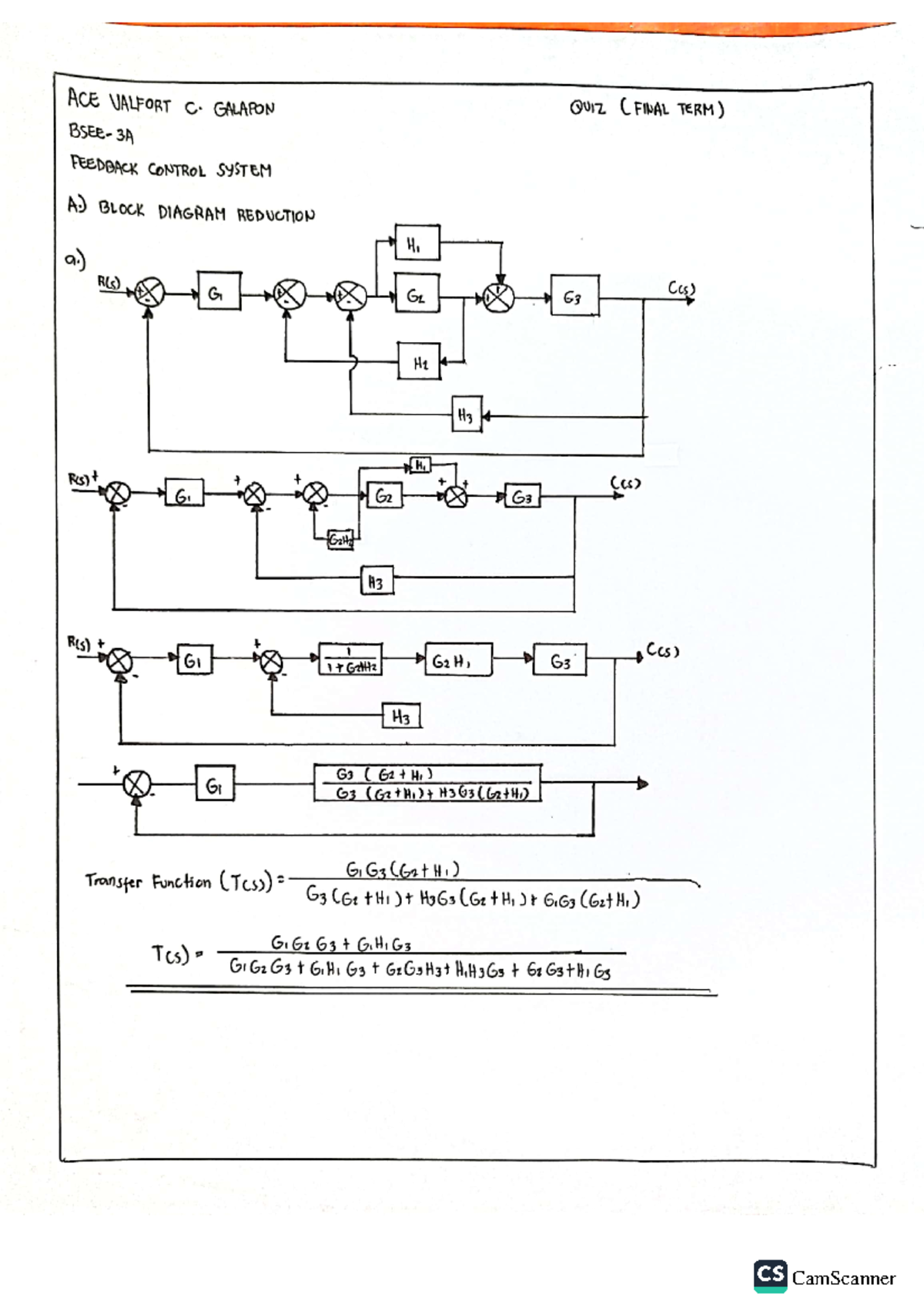 FCS Final TERM QUIZ - Activities and Assignment on the Subject Feedback Control System BSEE 3 ...
