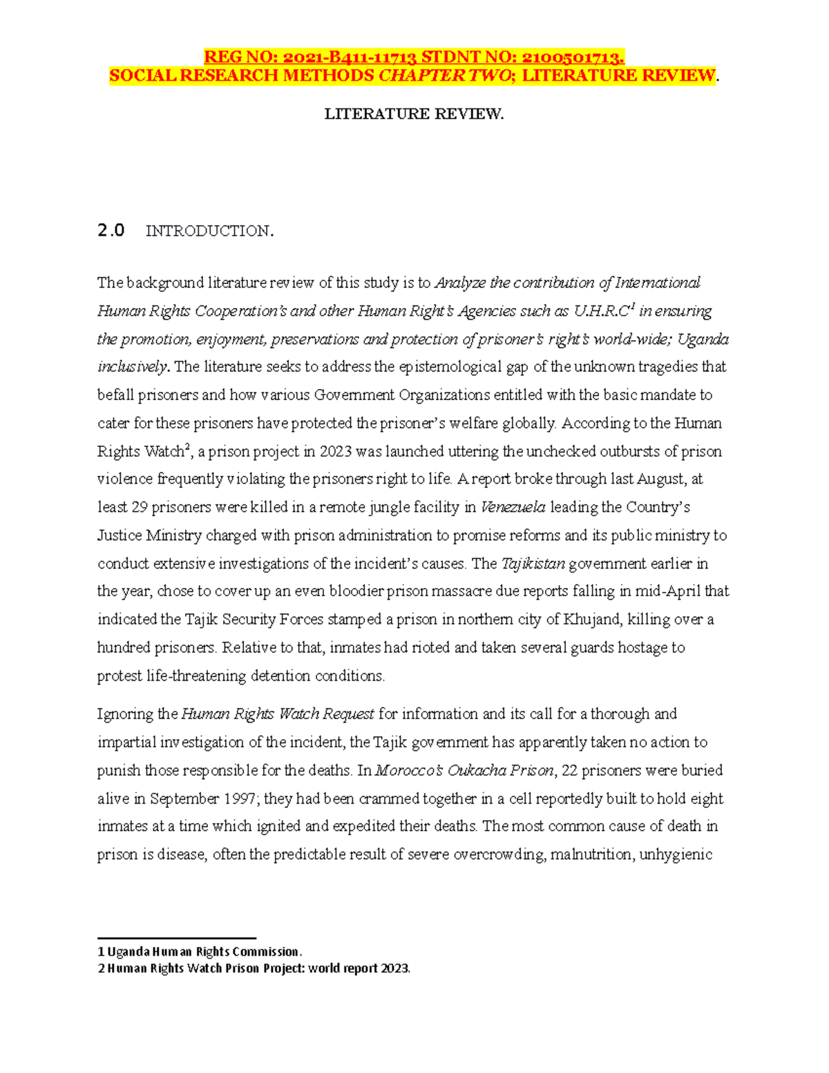 Literature Review - SOCIAL RESEARCH METHODS CHAPTER TWO; LITERATURE ...