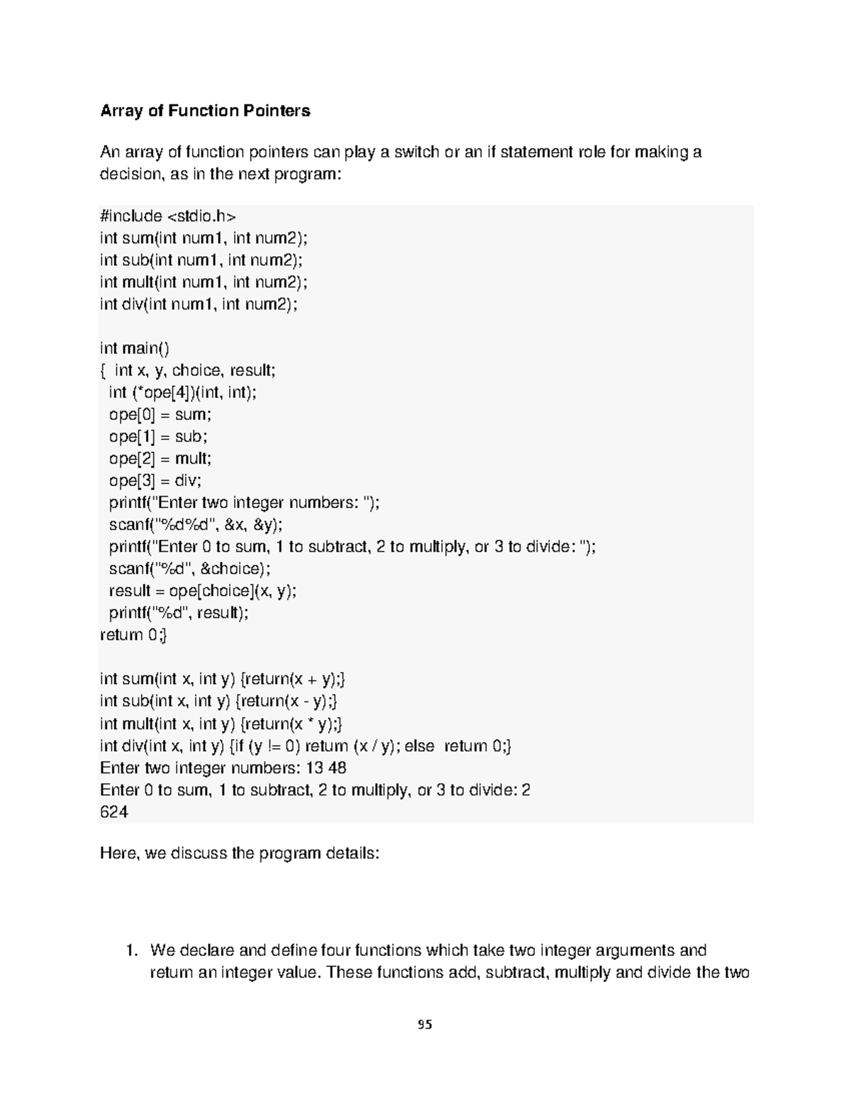 Programming in C 5 - Array of Function Pointers An array of function ...