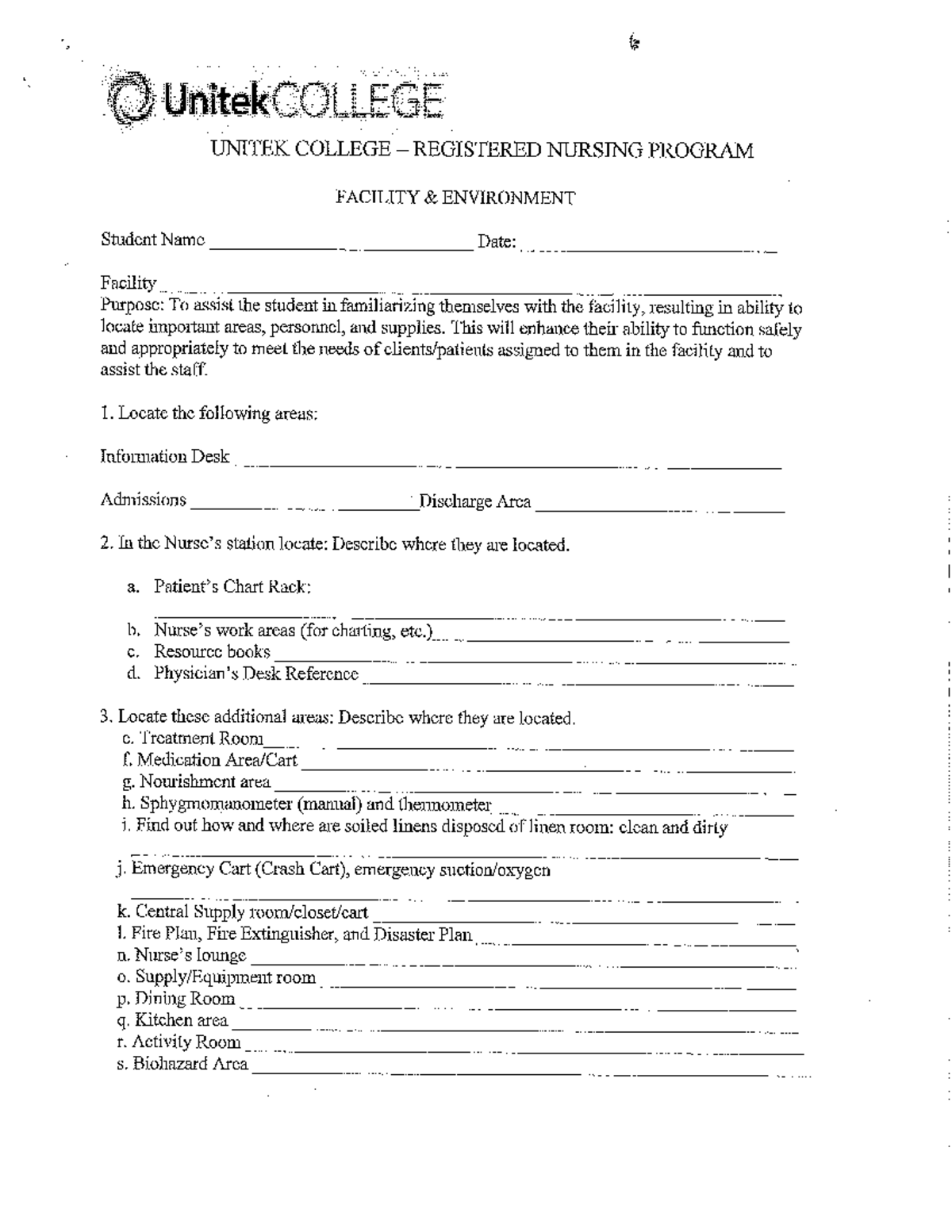 Scavenger Hunt - Clinical assignment - RN 218 - Studocu