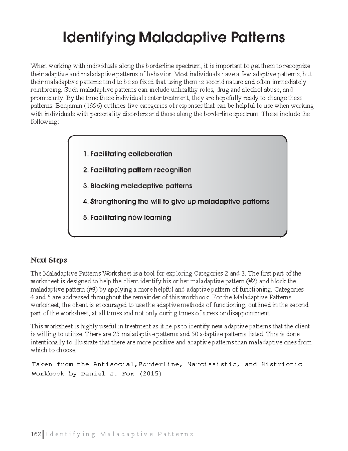 BPD Identifying Maladaptive Patterns - 162 I d e n t i f y i n g M a l a d a p t i v e P a t t e ...