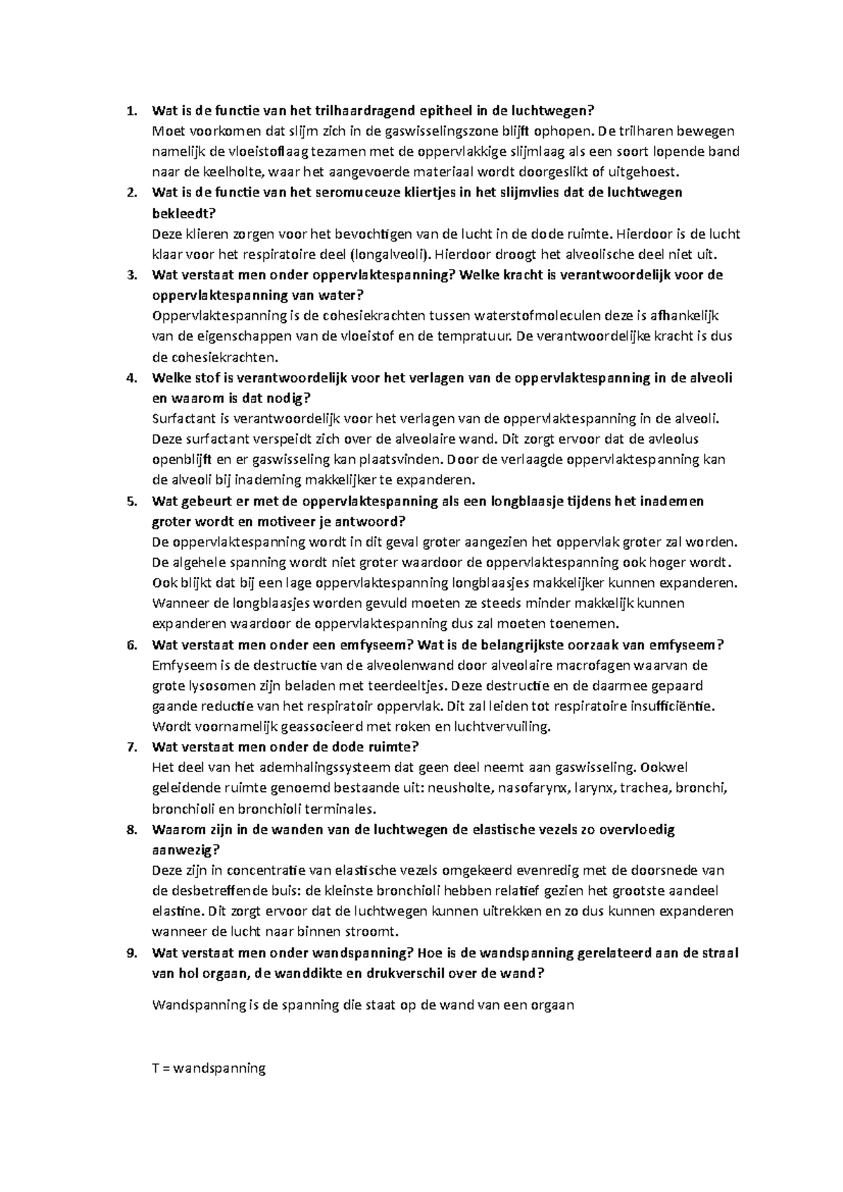 Zelfstudie 3.2 functionele histologie van luchtwegen en slokdarm - 1 ...