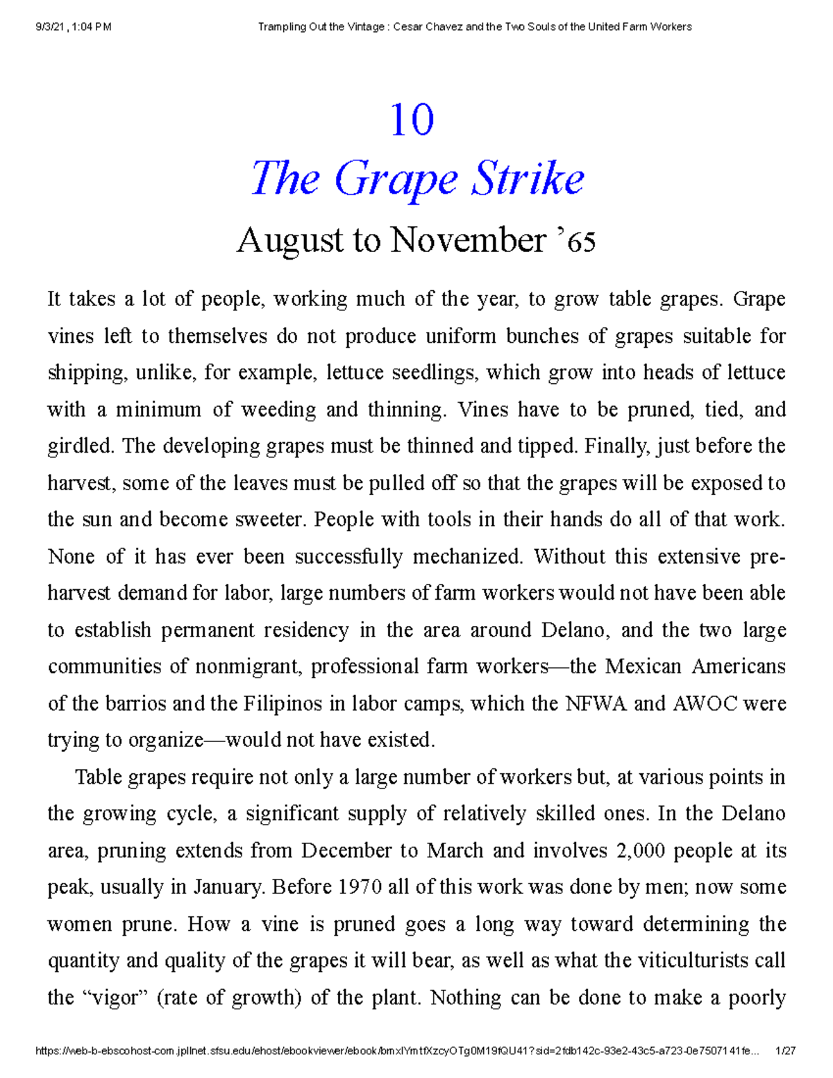 Trampling Out the Vintage The Founding 10. The Grape Strike - - Studocu