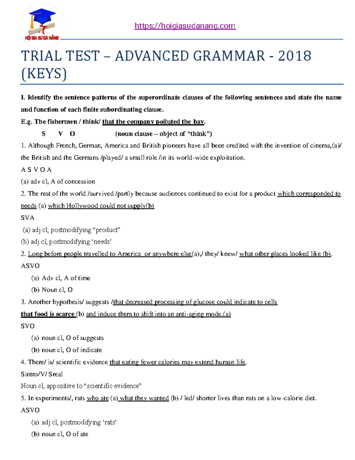 KEY- Trial-TEST - bjk - hoigiasudanang TRIAL TEST – ADVANCED GRAMMAR ...