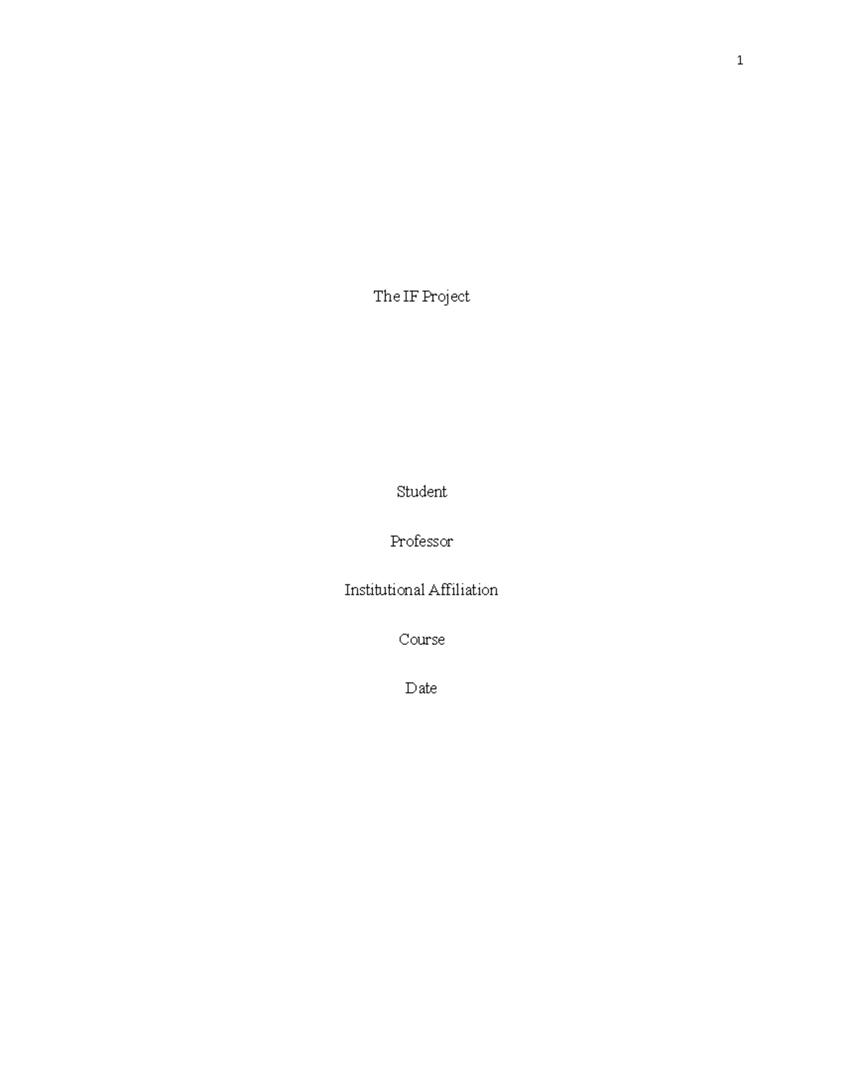 The IF Project - The IF Project Student Professor Institutional ...