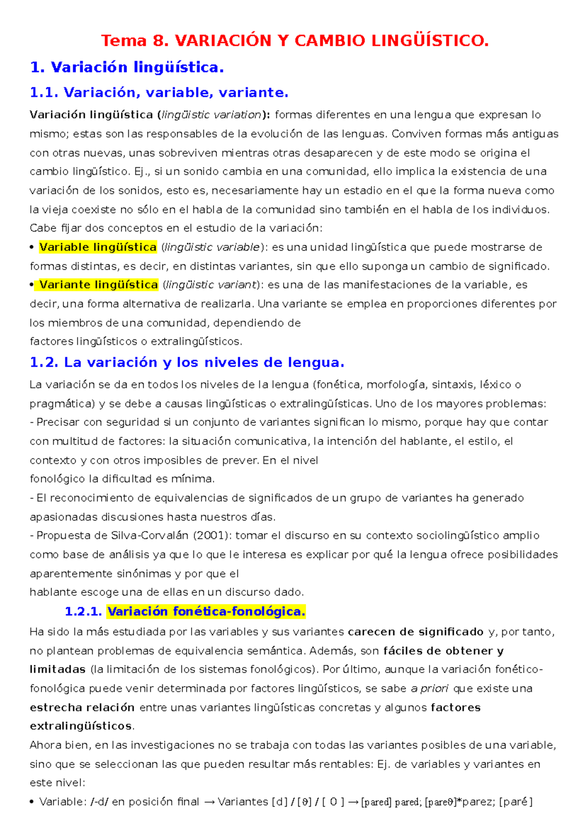Tema 8 Variación Y Cambio Lingüístico - Tema 8. VARIACIÓN Y CAMBIO ...