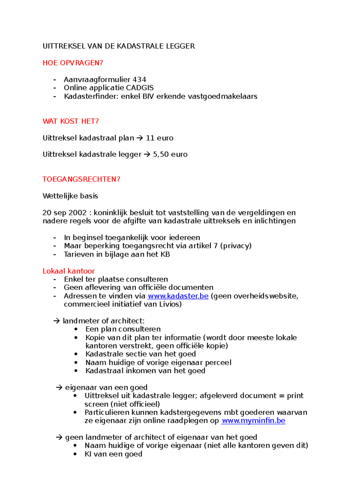 Kadastrale Legger Patrimoniumdocumentatie - UITTREKSEL VAN DE ...