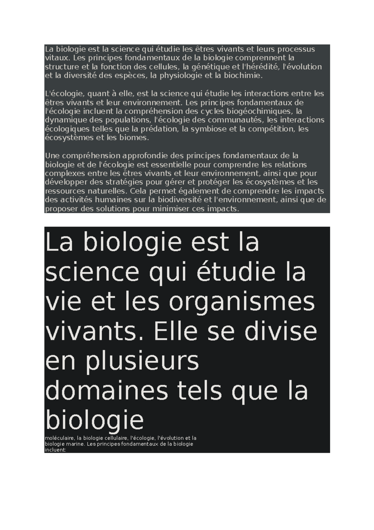 La biologie est la science qui étudie les êtres vivants et leurs ...