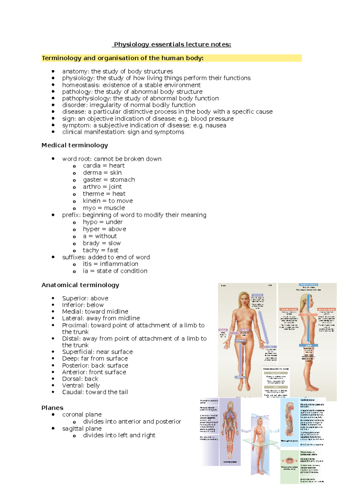 Physiology essentials lecture notes - Physiology essentials lecture ...