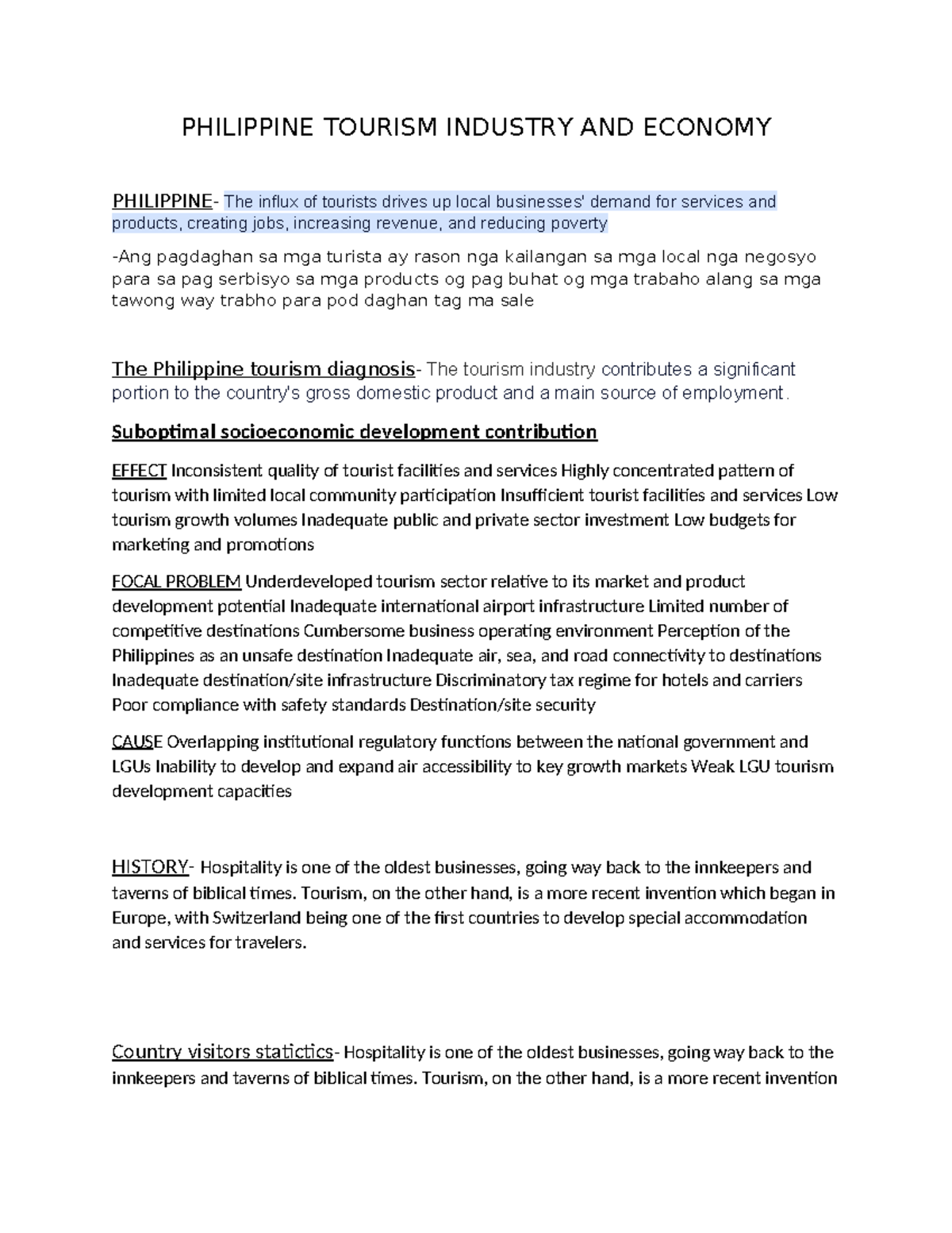 Philippine- Tourism - I need this because we have a individual doing ...