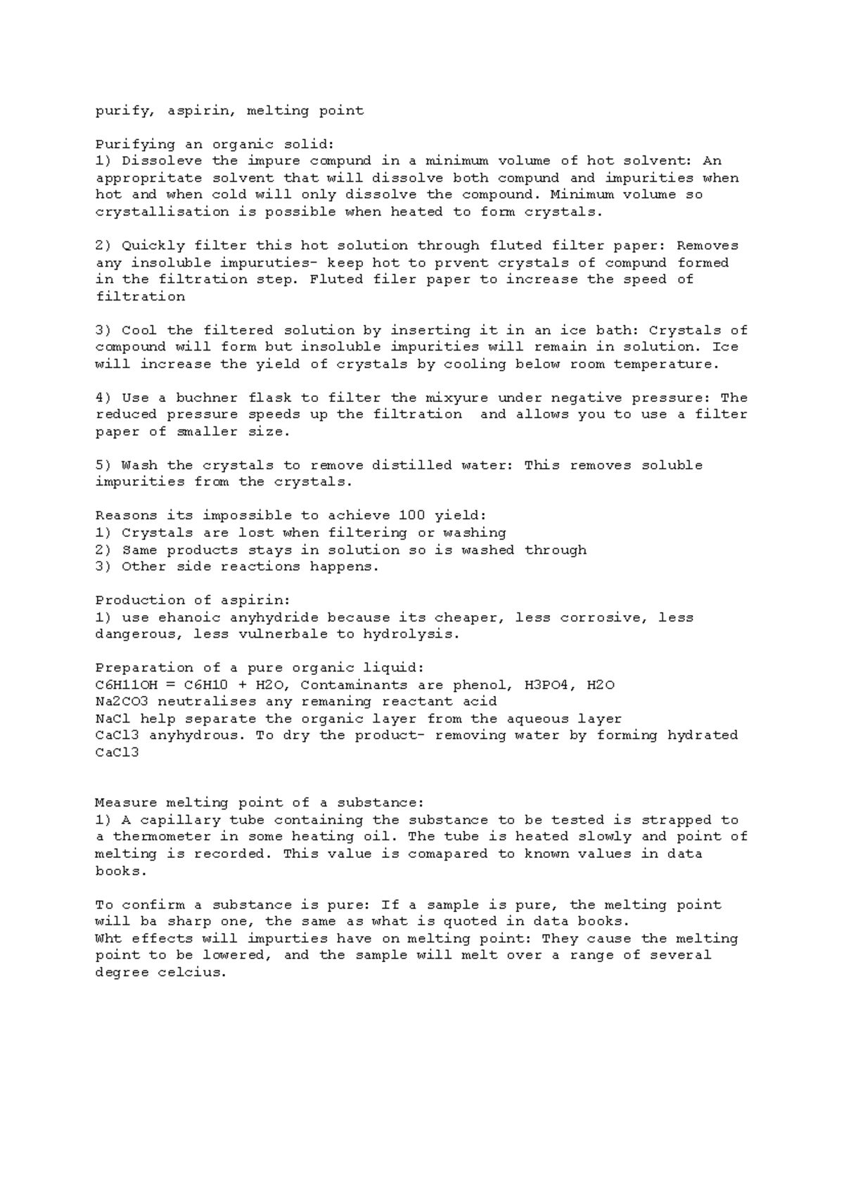 .purification experiment - purify, aspirin, melting point Purifying an ...