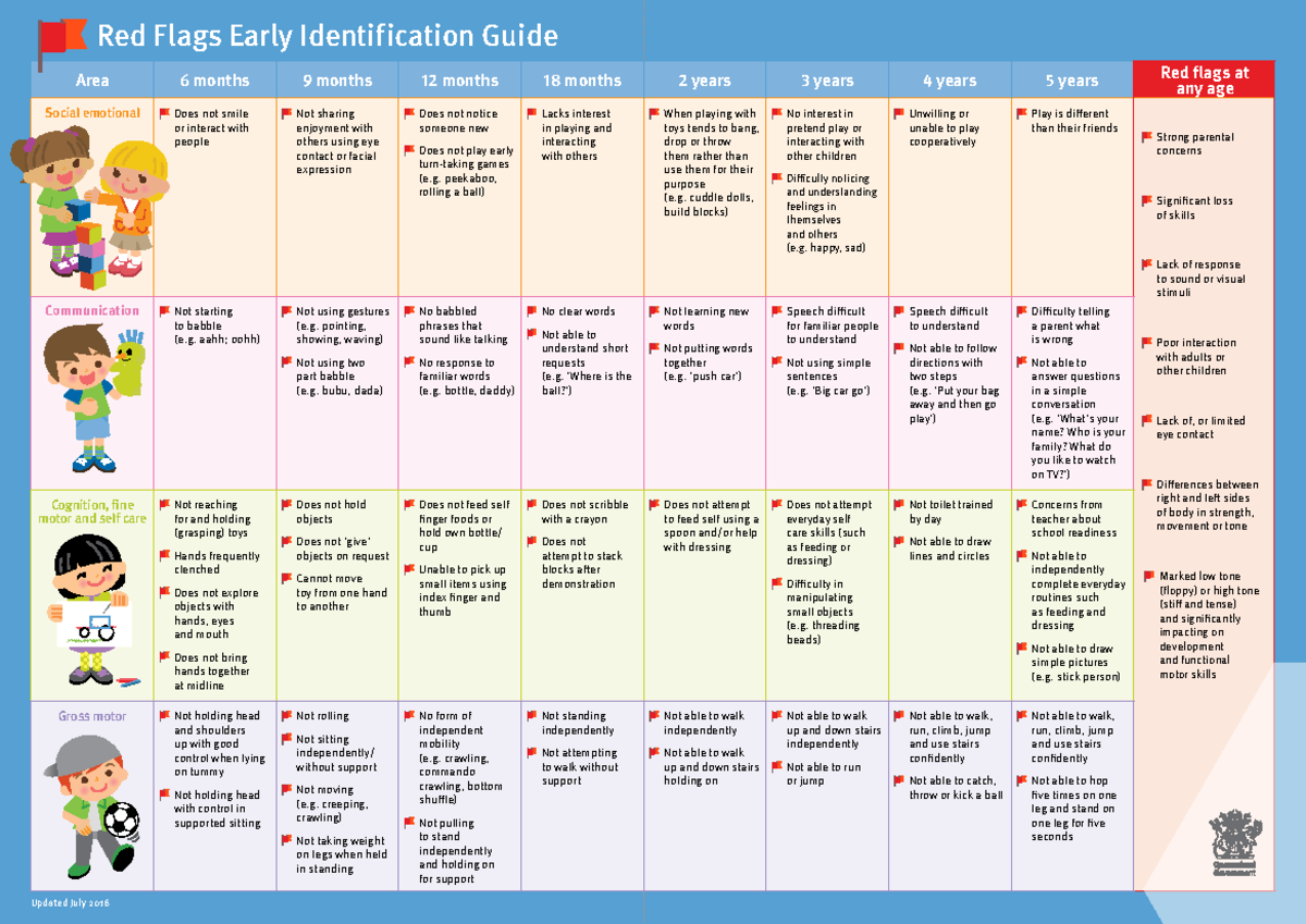 Red-flags - Red Flags Early Identification Guide Area 6 months 9 months ...
